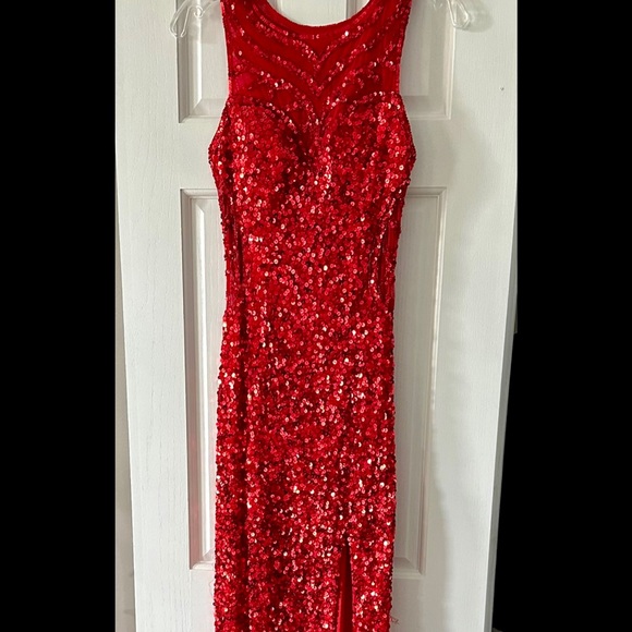Primavera Couture | Dresses | Primavera Red Sequin Prom Dress Size 2 ...